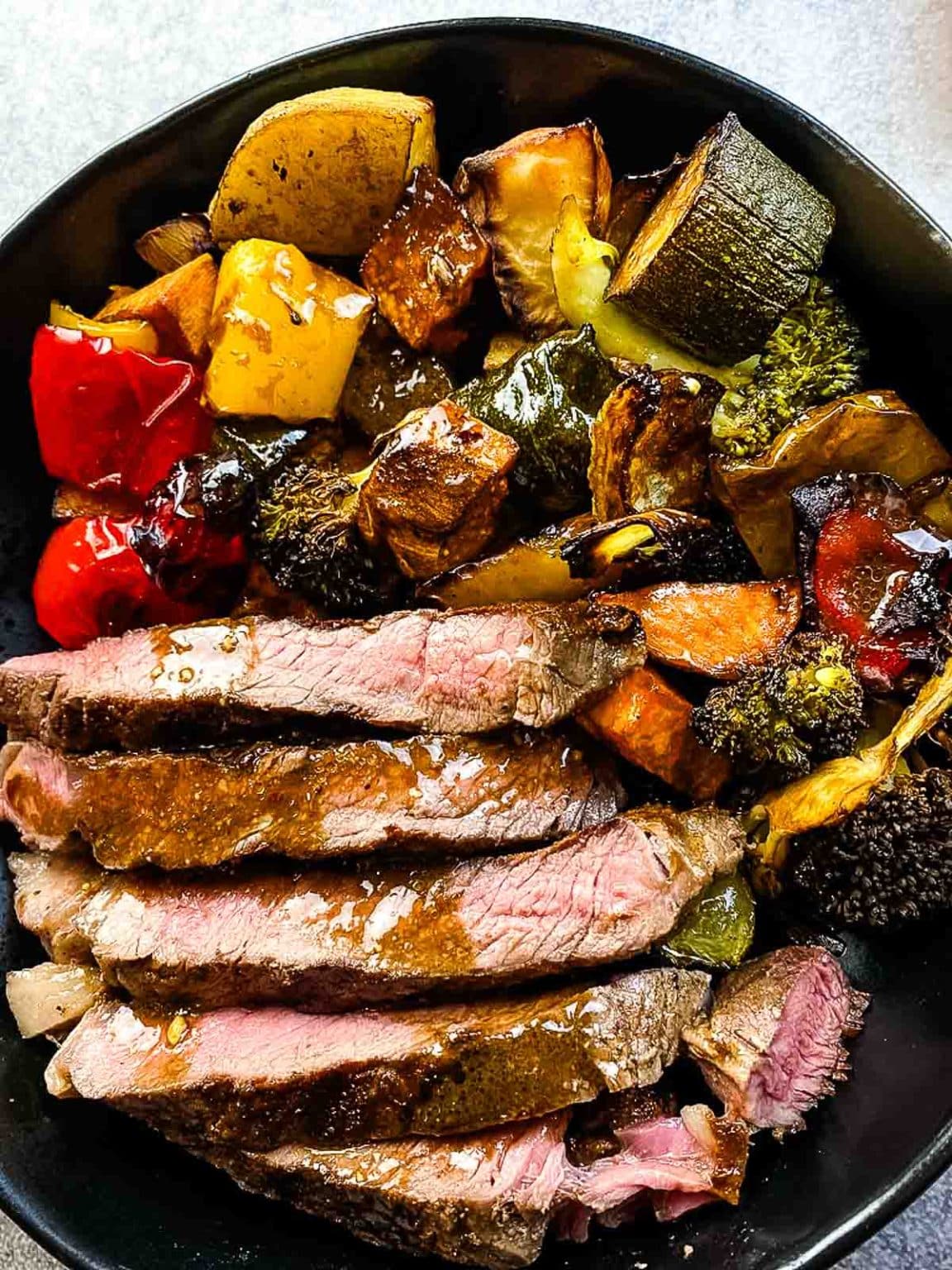 Oven Roasted Steak And Vegetables - Caramel and Spice